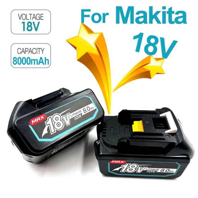100% Original Makita 18V 8000MAh Rechargeable Power Tools Makita Battery With LED Li-ion ...