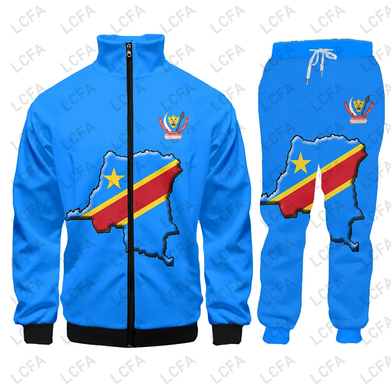 Zaïre DR Congo Feel Zip-up Hoodies pour hommes, veste et pantalon ...