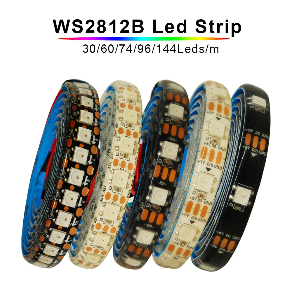 WS2812B Individually Addressable Led Strip 1-5M 30/60/74/96/144leds/m ...