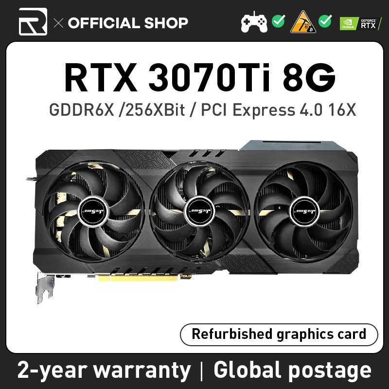 JIESHUO-tarjeta-gr-fica-RTX-3070TI-de-8GB-Nvidia-GeForce-tres-ventiladores-6144-GDDR6X-256bit ...