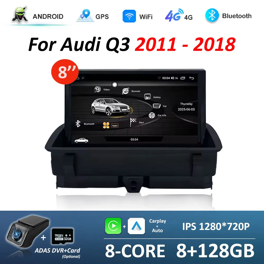 Wireless CarPlay Android 14 For Audi Q3 2011 - 2018 Car Multimedia ...