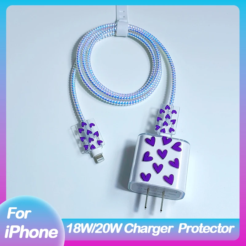 Purple-Pink-Cable-Winding-Protion-For-iphone-Apple-20W-Original-Charger ...