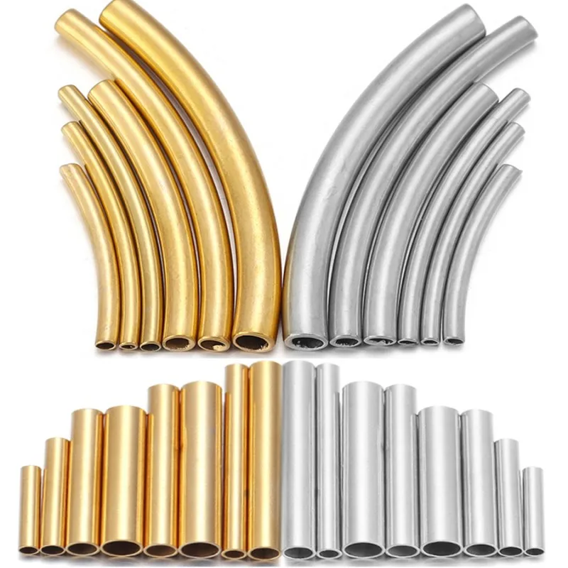 Stainless Steel Curved Tube For Jewelry Making Gold Color Straight ...