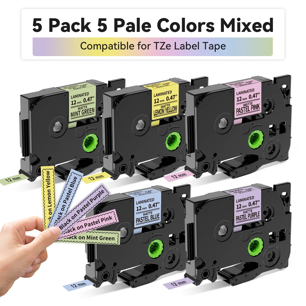 12-18-24mm-Mixed-Pale-Color-Matt-Tapes-Compatible-for-Brother-P-Touch ...