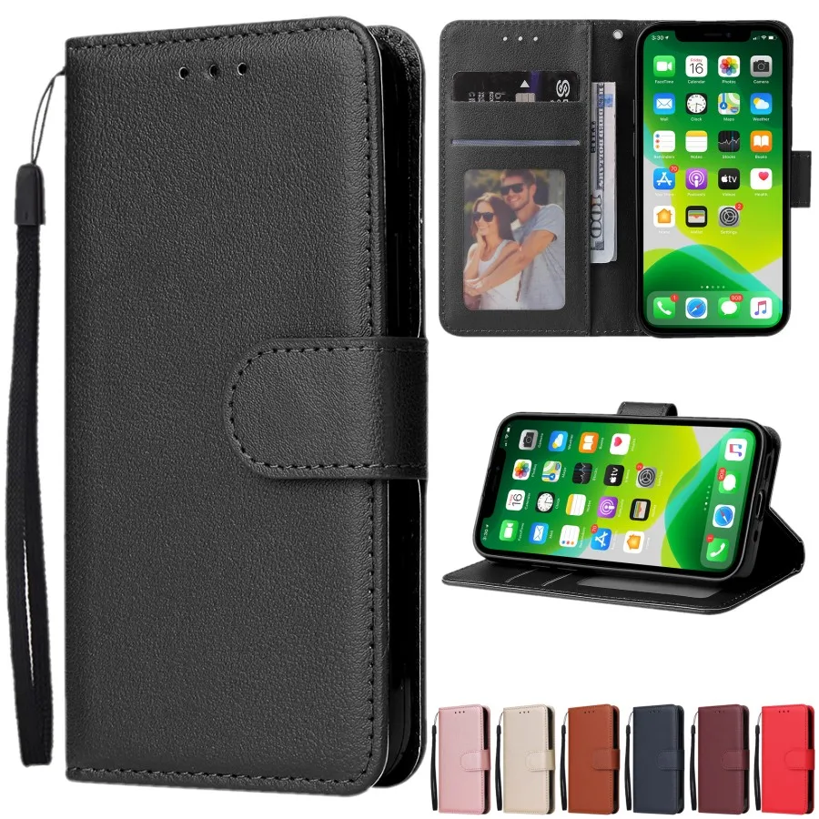 Flip Wallet With Card Slots Classic Style Leather Case For Apple iPhone ...