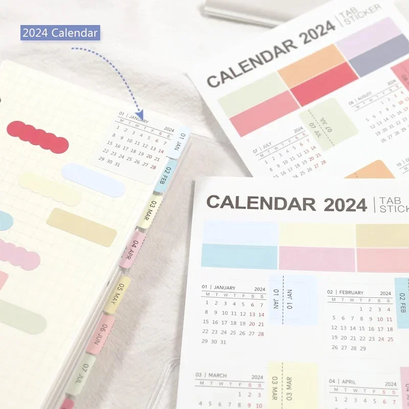 Candy-Colors-2024-Calendar-Stickers-Planner-Monthly-Index-Tab-Sticker ...