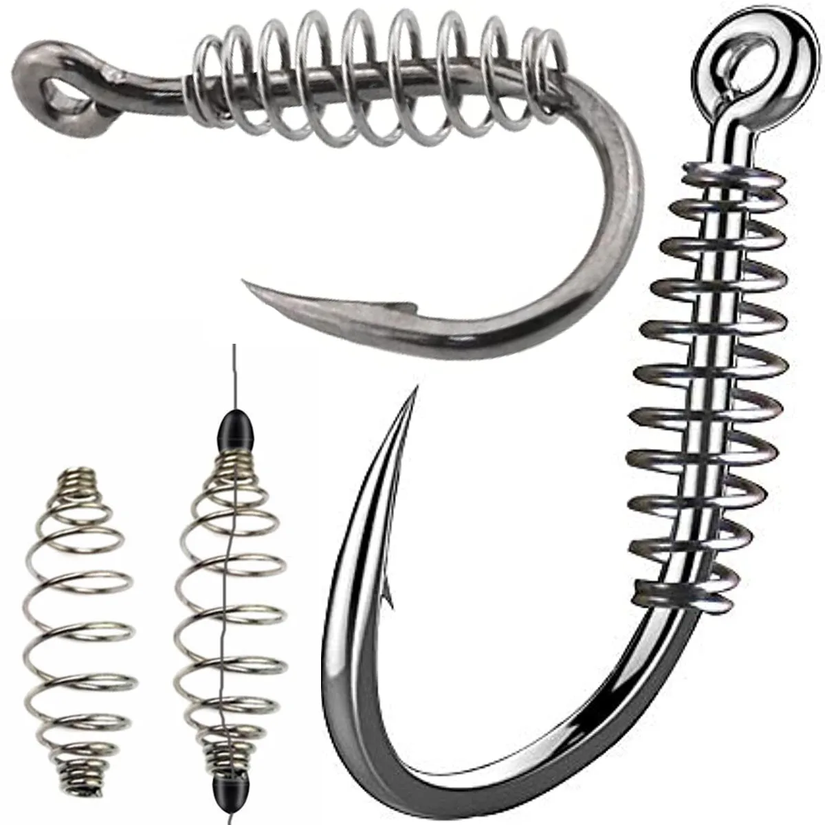 10Pcs-Spring-Fishing-Hooks-Stainless-Steel-Barbed-Swivel-Explosion ...