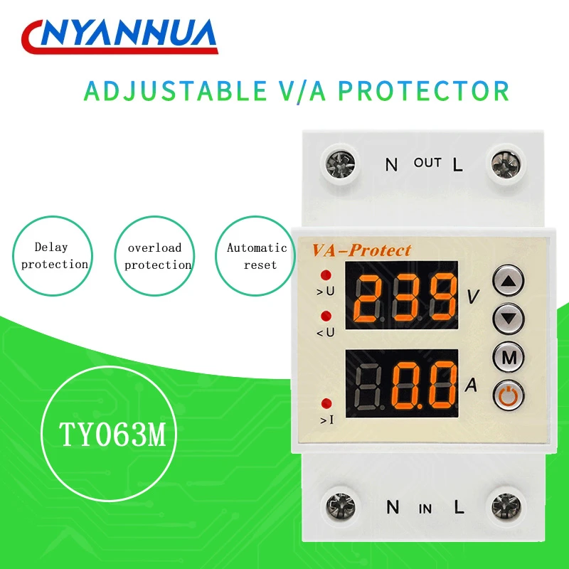230V Overvoltage/Undervoltage Protector Adjustable Self resetting ...