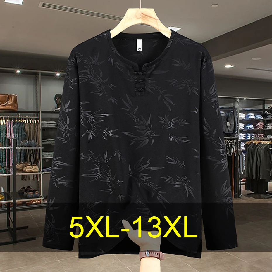 12XL 13XL Plus Size Long Sleeve T-shirt Men Spring Summer Long Sleeve ...