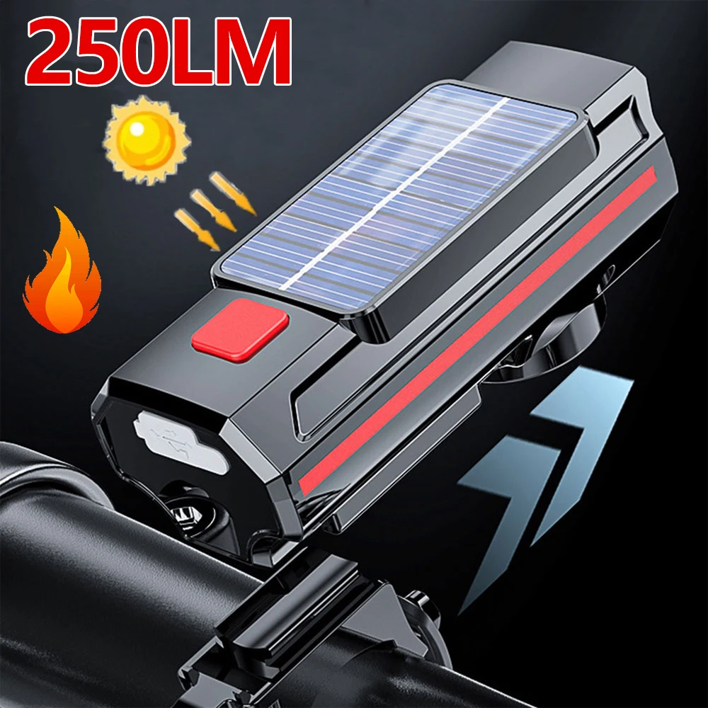 LED-Bicycle-Light-Solar-Power-MTB-Road-Bike-Front-Lamp-Flashlight-Rear ...