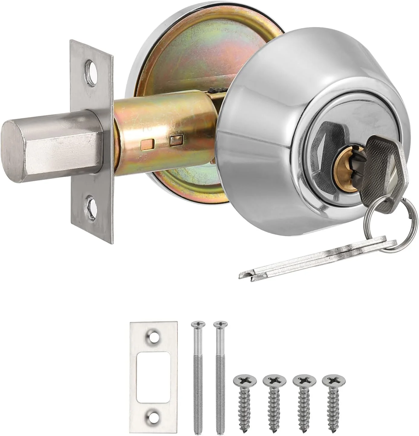Sliver Copper Creek Single Cylinder Deadbolt Key Lock, Keyed Entry Door ...