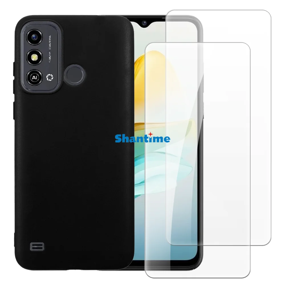 Soft Case + 2 Pack Tempered Glass Screen Protectors for ZTE Blade A53 ...