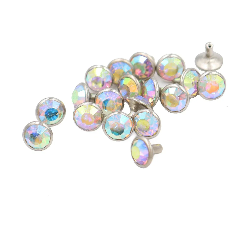 100Sets-Rhinestone-Rivets-AB-Color-Crystal-Metal-Base-Studs-for ...