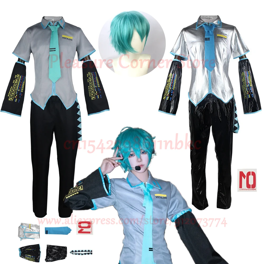European-Size-Male-Miku-Cosplay-Costume-Wig-Full-Set-Silver-Leather ...