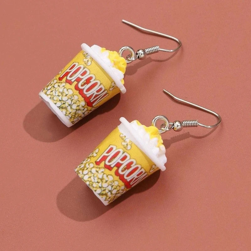 Cute-Resin-Drop-Earrings-Trendy-Cartoon-Popcorn-Shaped-Earrings-Funny ...