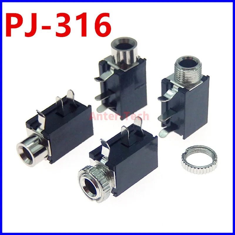 10Pcs-PCB-Mount-PJ-316-3-5mm-Female-Jack-3-Pin-Socket-Headphone-Jack ...