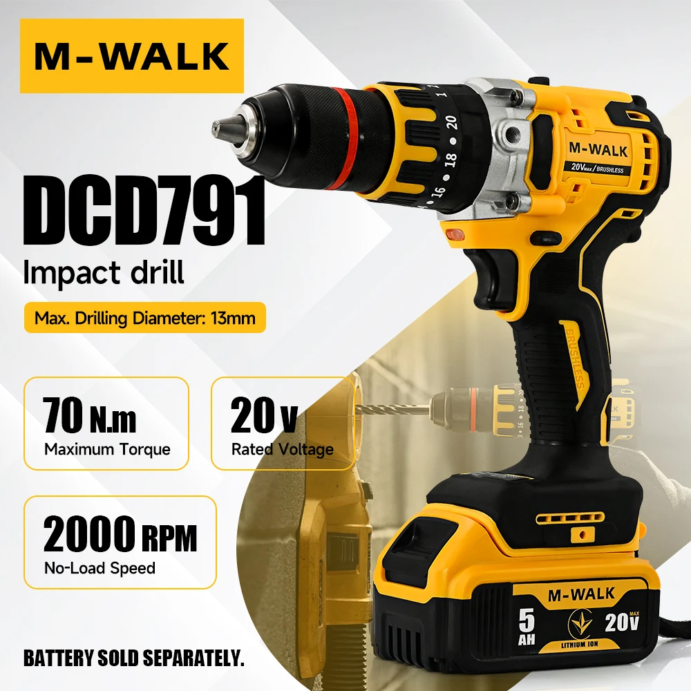 M-WALK DCD791 Brushless Electric Drill 13mm Cordless Screwdriver ...