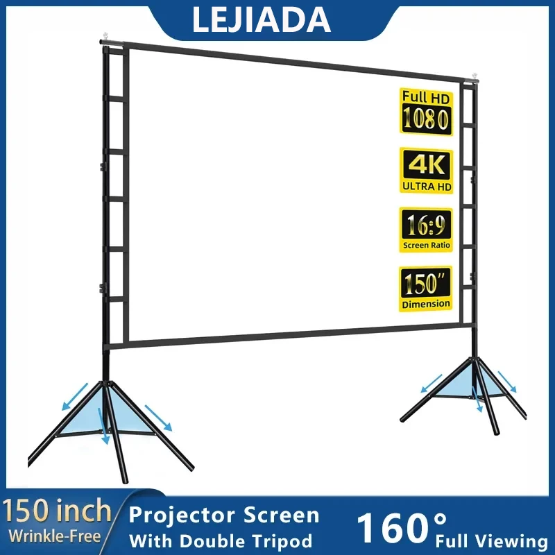 LEJIADA-Projector-Screen-With-Stand-White-Wrinkle-Free-60-150-inch-160 ...