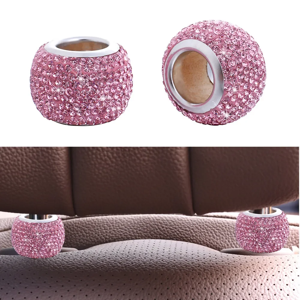 Universal Crystal Rhinestone Car Seat Headrest Ring Collars Decor ...