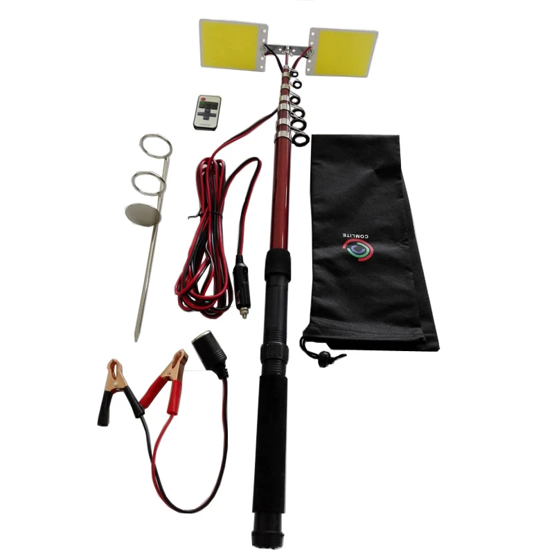 Cob 12V LED Camping Lights with 3.75 Meters Telescopic Fishing Pole ...