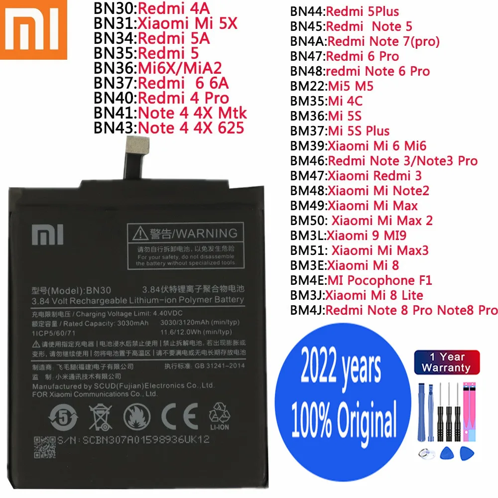 Xiao Mi Original Battery Xiaomi Redmi 4a 5 5a 5 Plus 6 6a 4pro 6pro ...