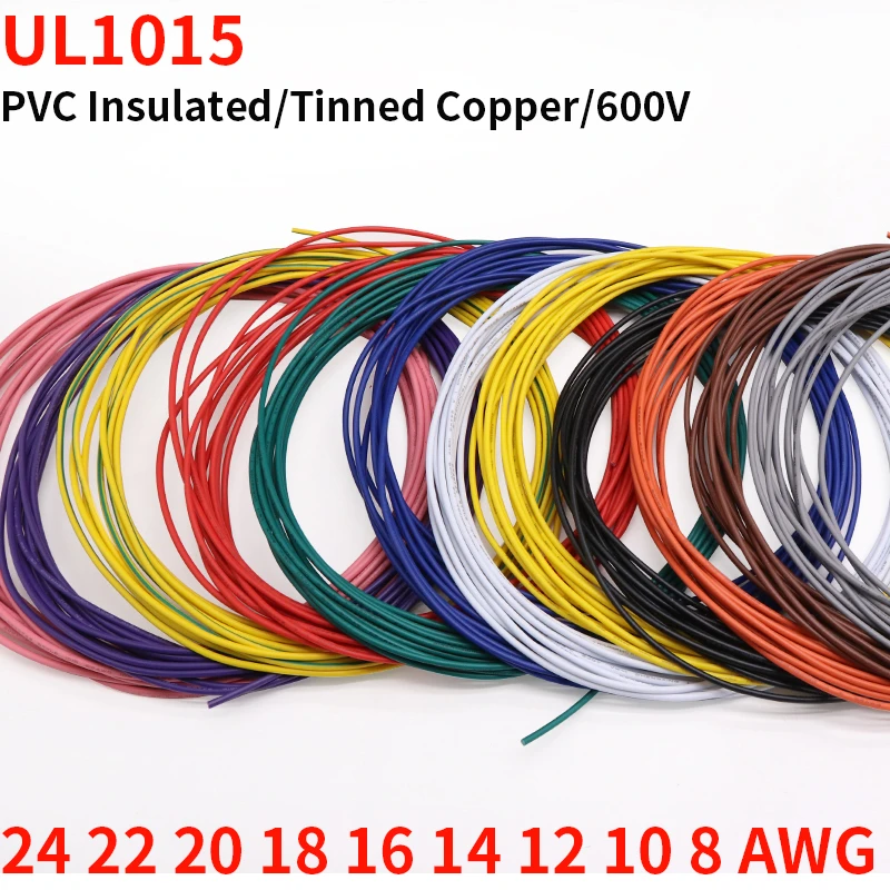 2M/5M 24 22 20 18 16 14 12 10 8 AWG UL1015 Electric Wire PVC Insulated ...