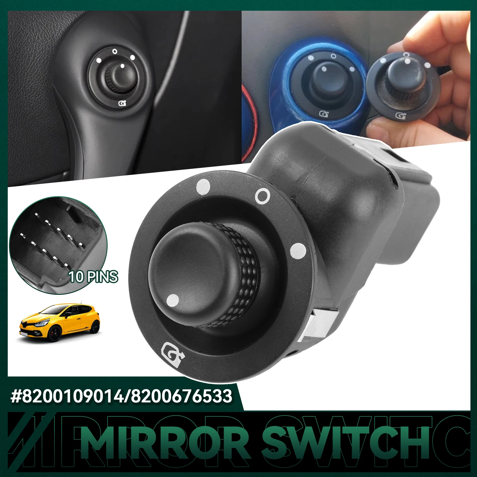 10 pins Mirror Control Switch Knob 8200676533 8200109014 109014 For ...