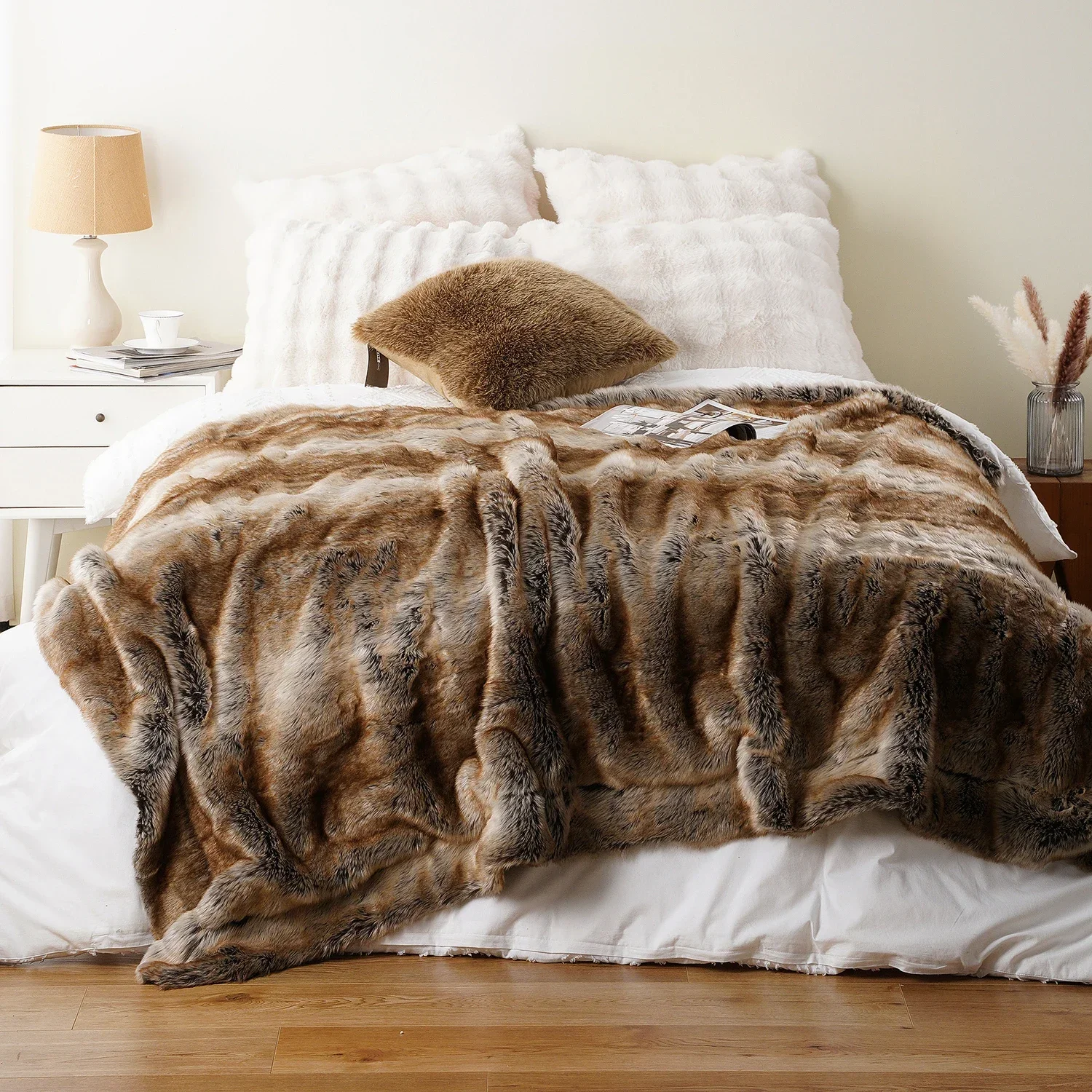 Quality-Faux-Fur-Blanket-Plaid-Throw-for-Sofa-Luxury-Fox-Fur-Throw ...