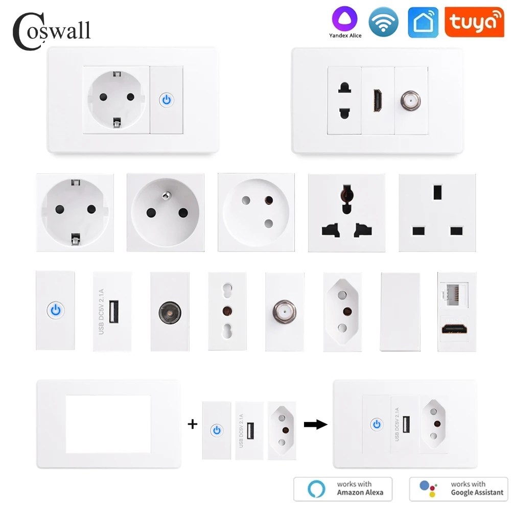 Pc Panel Us Size Wall Eu Brazil Israel Italy Socket + Wifi Tuya Smart ...
