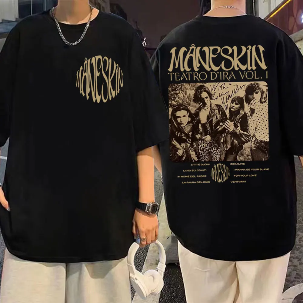 Italian-Bands-Maneskin-Graphic-T-Shirts-Men-Women-Vintage-Rock-Short ...