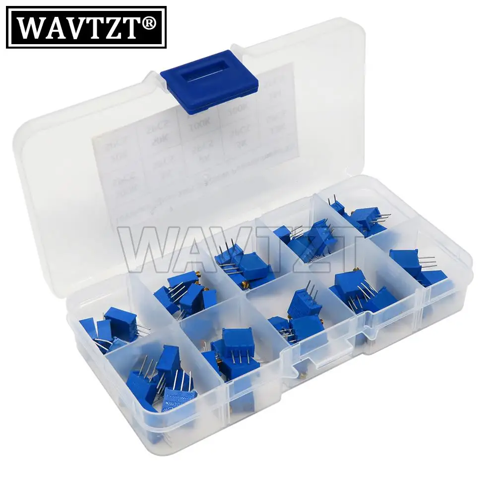50PCS-3296W-Multiturn-Trimmer-Potentiometer-Kit-High-Precision-3296 ...