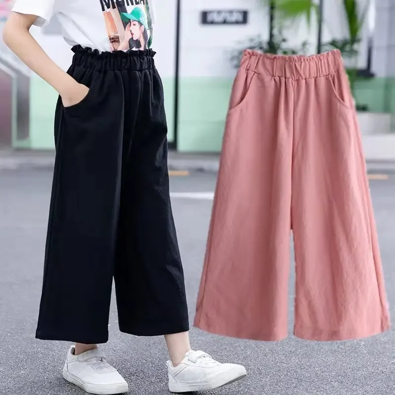 Summer-Pants-for-Girls-Wide-Leg-Pants-Teen-Casual-Trousers-Casual-Loose ...