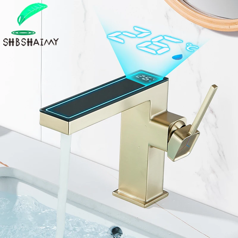 Brushed-Gold-Digital-Display-Basin-Sink-Faucet-Hot-Cold-Water ...