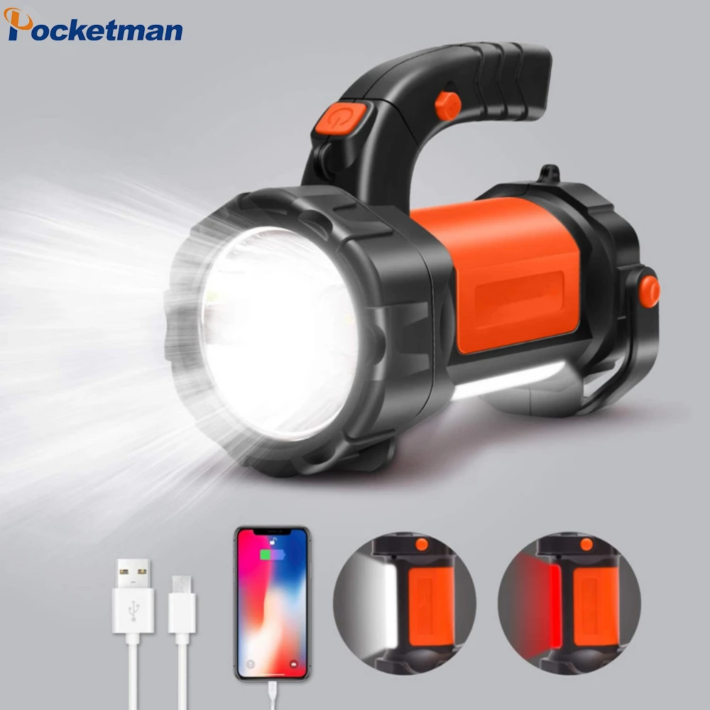 Strong-Light-LED-Flashlight-Outdoor-Spotlight-USB-Rechargeable ...