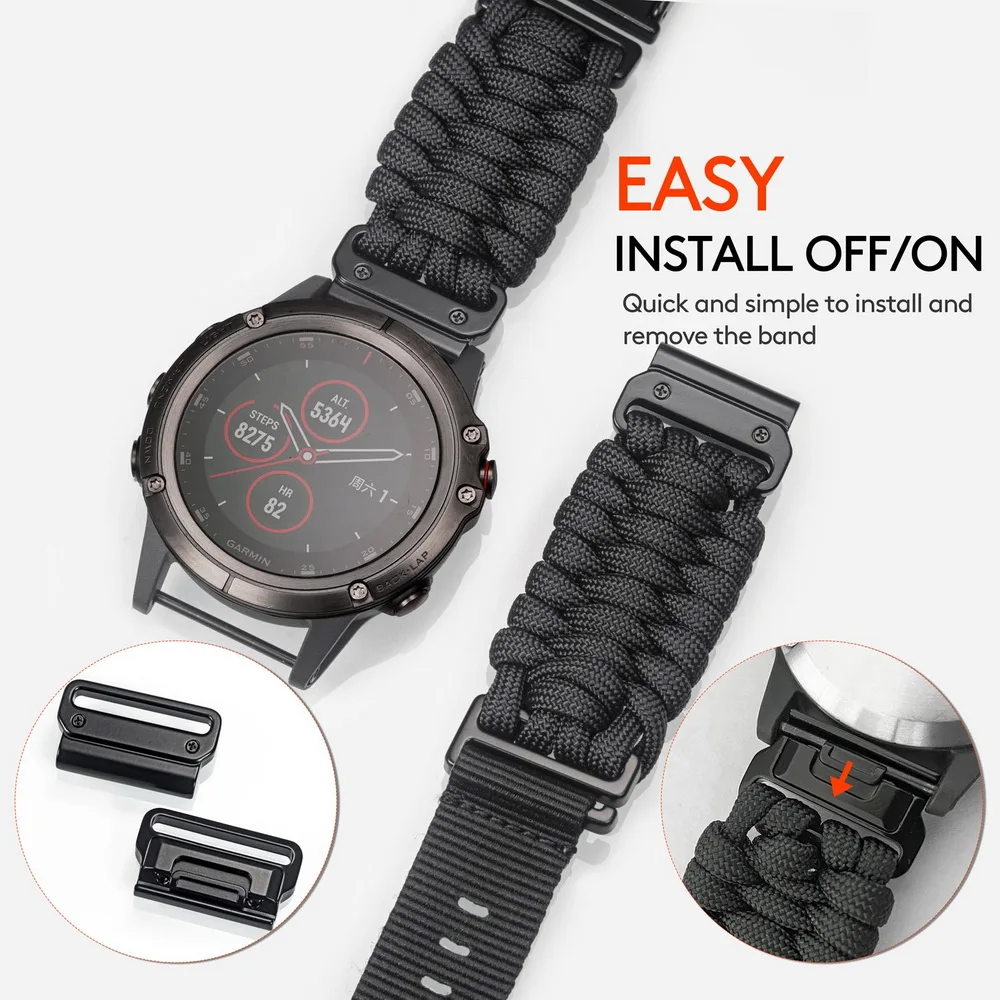 Ремінець Hemsut для годинників HGA145 Rugged Paracord Garmin Army Green ...