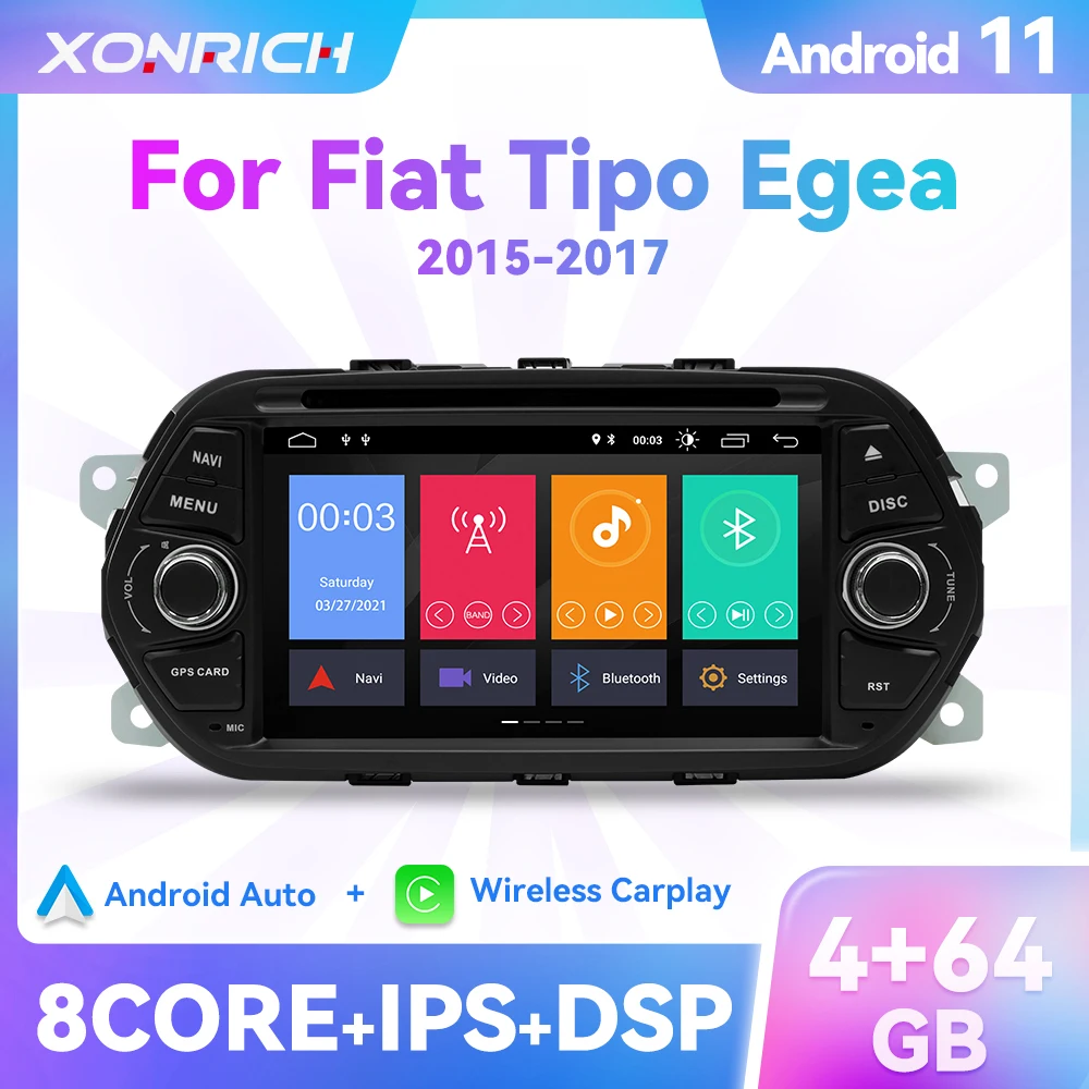 4gb 64 carplay android 11 leitor de dvd do carro para fiat tipo aegea egea 2015 2016 2017 rádio ...