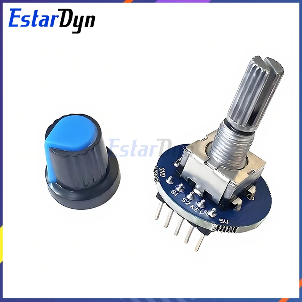 EC11 Rotary Encoder Module with Knob Cap, 5V Push Button Switch for ...