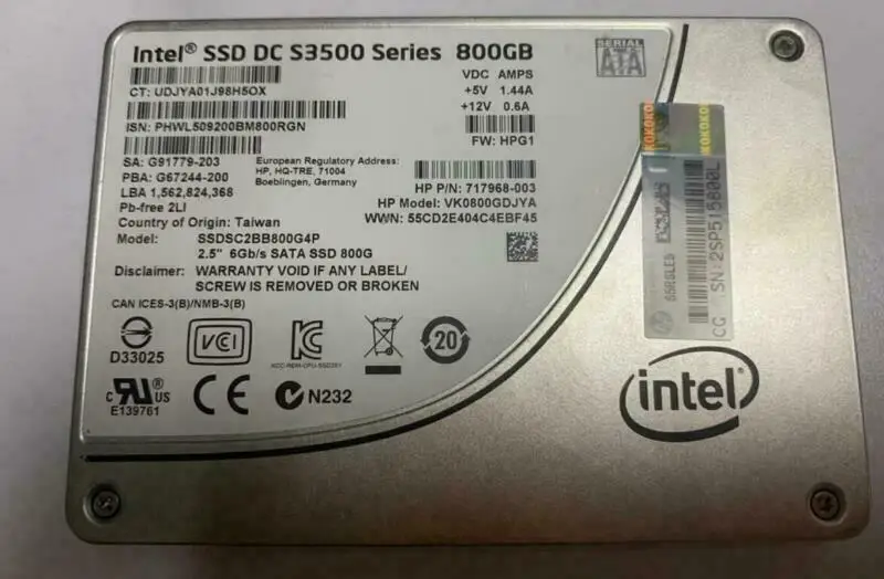 Intel 800GB S3500 SSD DC 6Gb/s 2.5INCH SATA SSD SSDSC2BB800G4P Solid ...