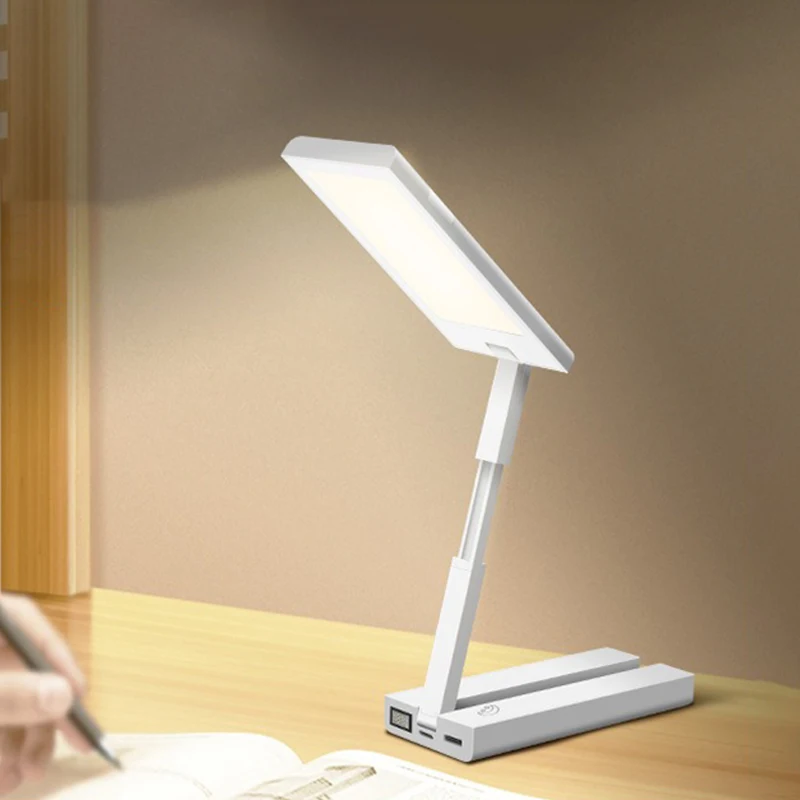 LED-Desk-Lamp-6000mAH-Portable-Foldable-Lamp-With-Clock-USB-Charging ...