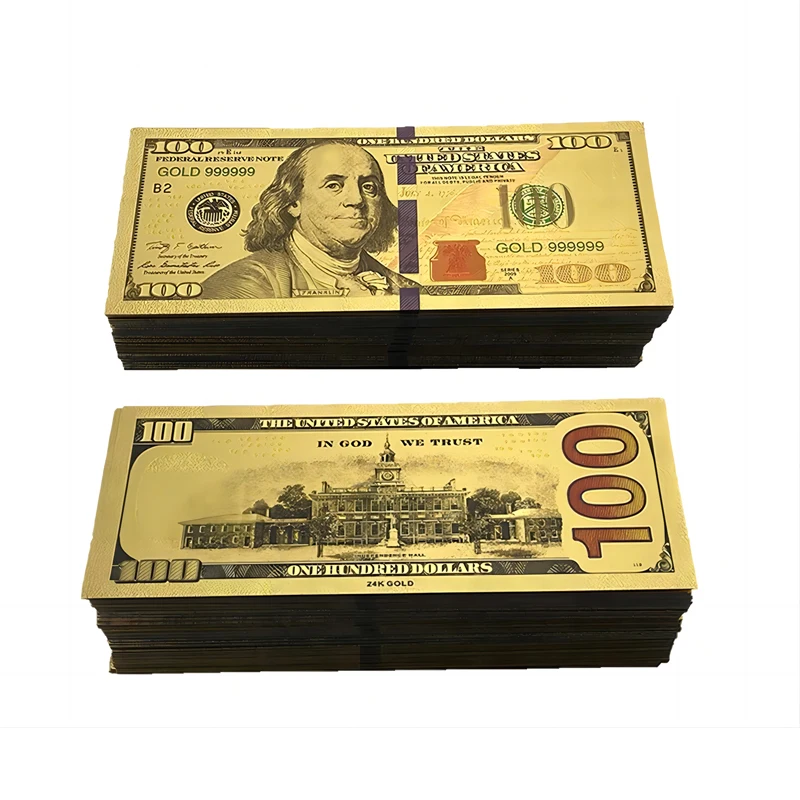 America-24k-Gold-Foil-Banknote-100-Dollars-Golden-USD-Paper-Money ...