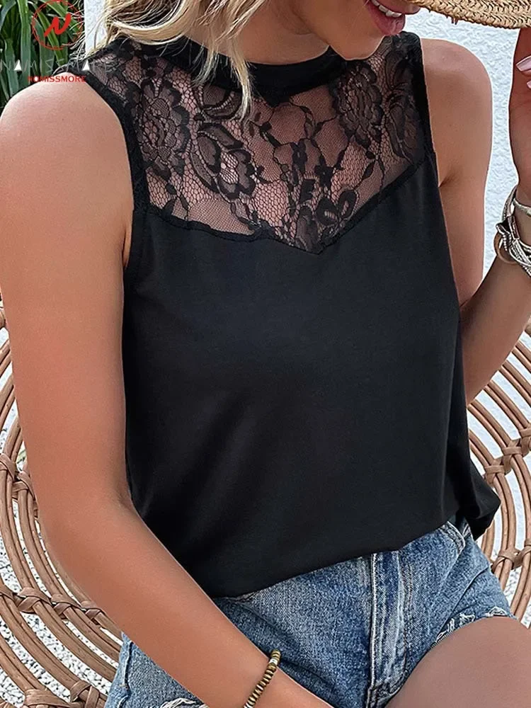 D-bardeur-transparent-col-rond-pour-femme-haut-en-dentelle-design-patchwork-pulls-monochromes ...