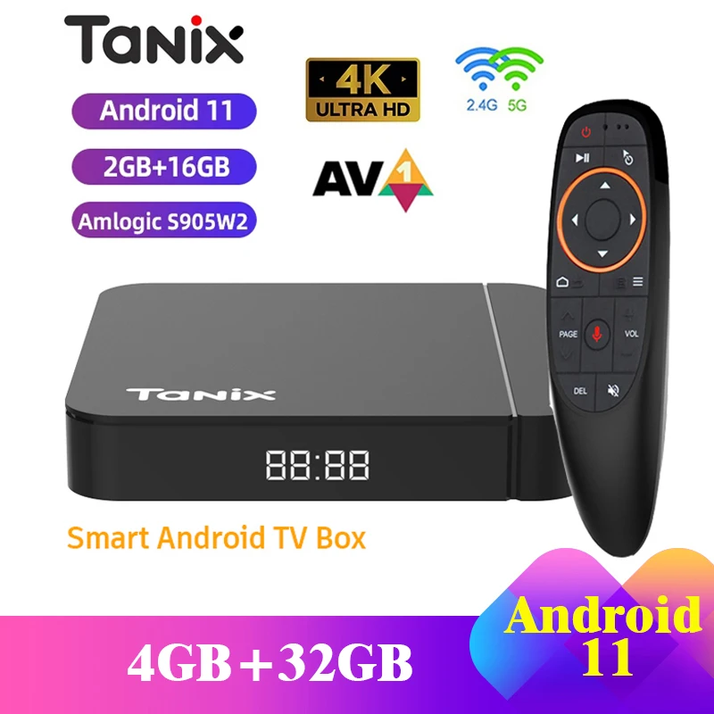 Tanix W2 Android 11 Amlogic S905W2 Smart TV BOX 4G 64G 2.4G & 5G Dual ...