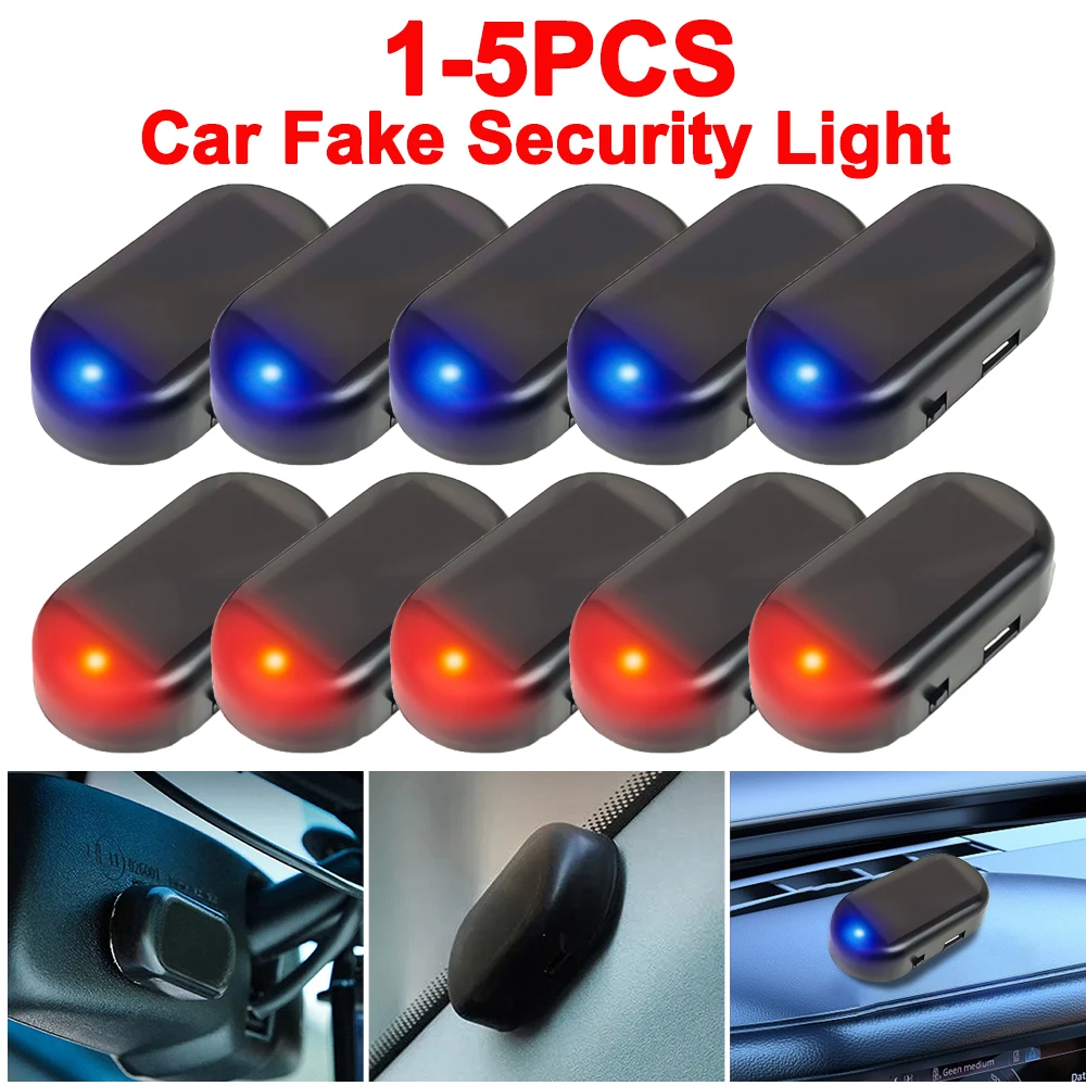 1-5PCS-Car-Fake-Security-Light-Solar-Powered-Simulated-Dummy-Alarm-Anti ...