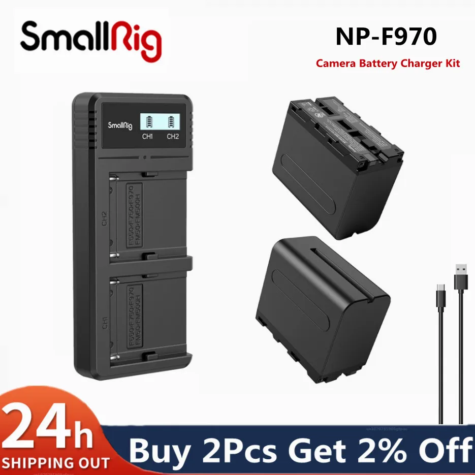 SmallRig NP-F970 Battery and Charger Kit For Sony Cameras NP-F550 NP-F570 NP-F770 NP-F960 for ...