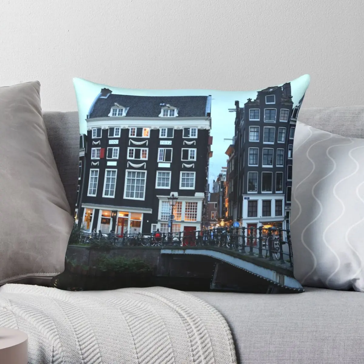 Amsterdam-Singel-Canal-At-Dusk-Pillowcase-Polyester-Linen-Velvet ...