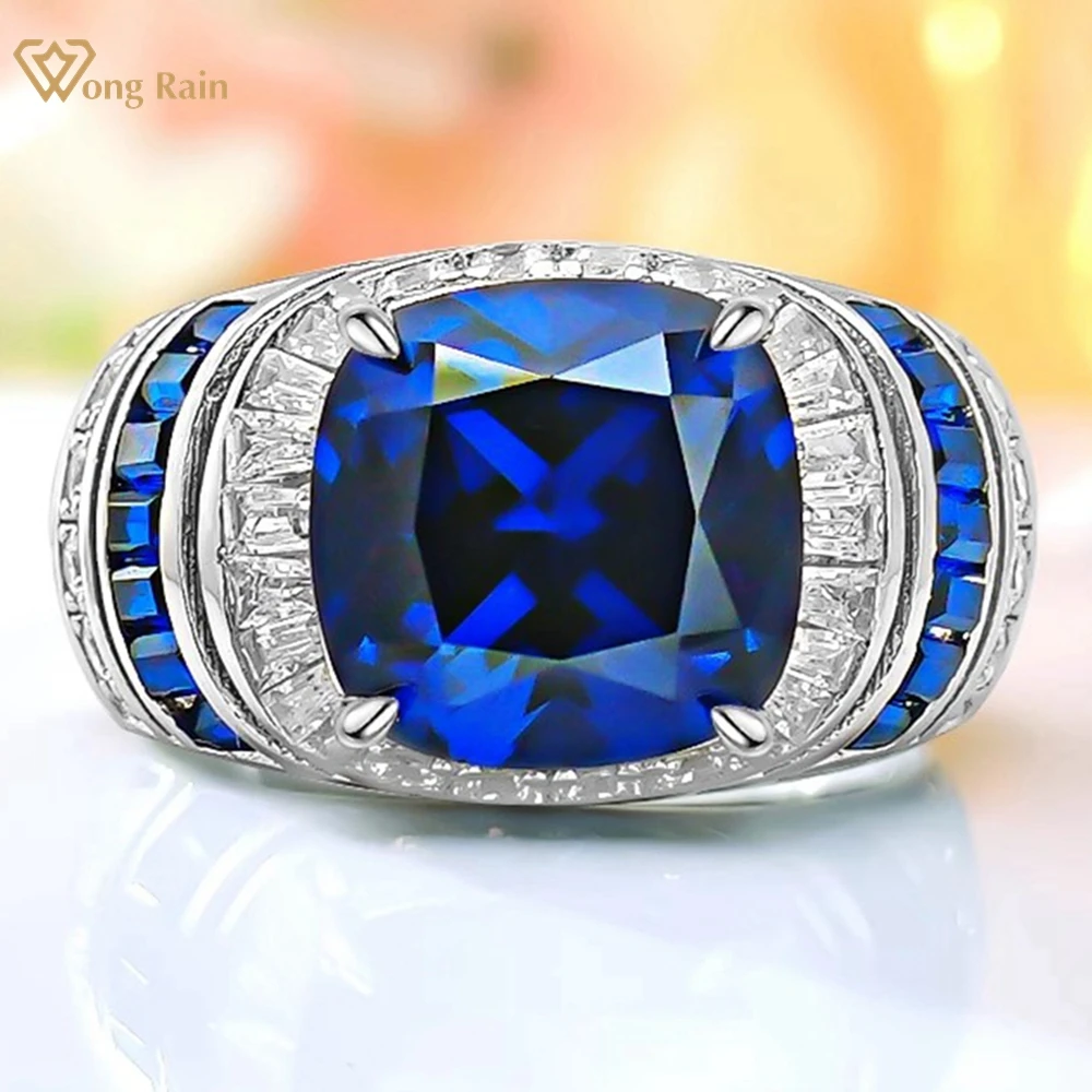 Wong Rain Vintage 925 Sterling Silver 10*10 MM 5CT Sapphire Ruby ...