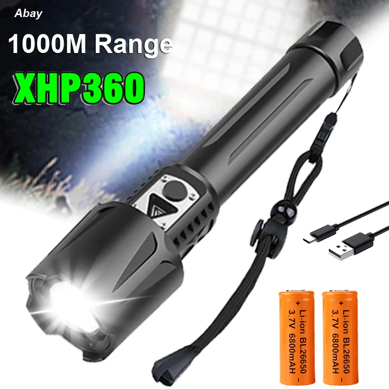 36Core-1000M-Long-Range-XHP360-Led-Flashlight-Large-Lens-Strong-Light ...