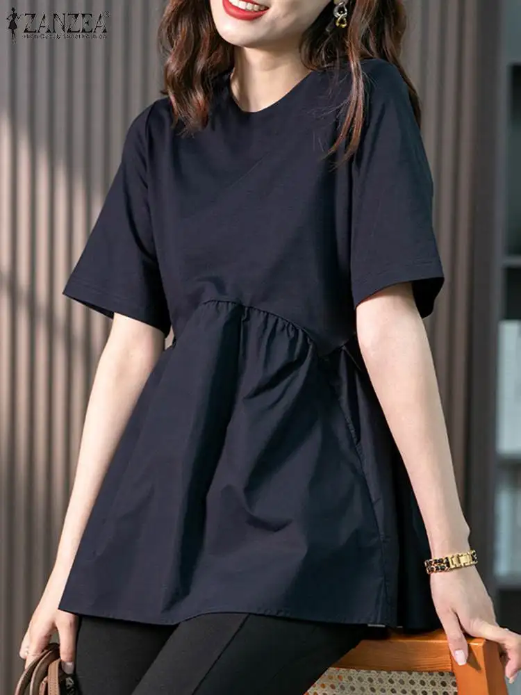 ZANZEA-Korean-Women-Swing-Shirts-Casual-Loose-Solid-Blouses-Fashion ...