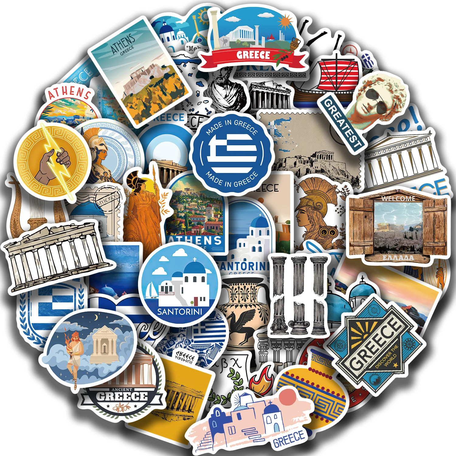 50pcs-Greece-City-Travel-Stickers-World-Famous-Tourist-Landscapes ...