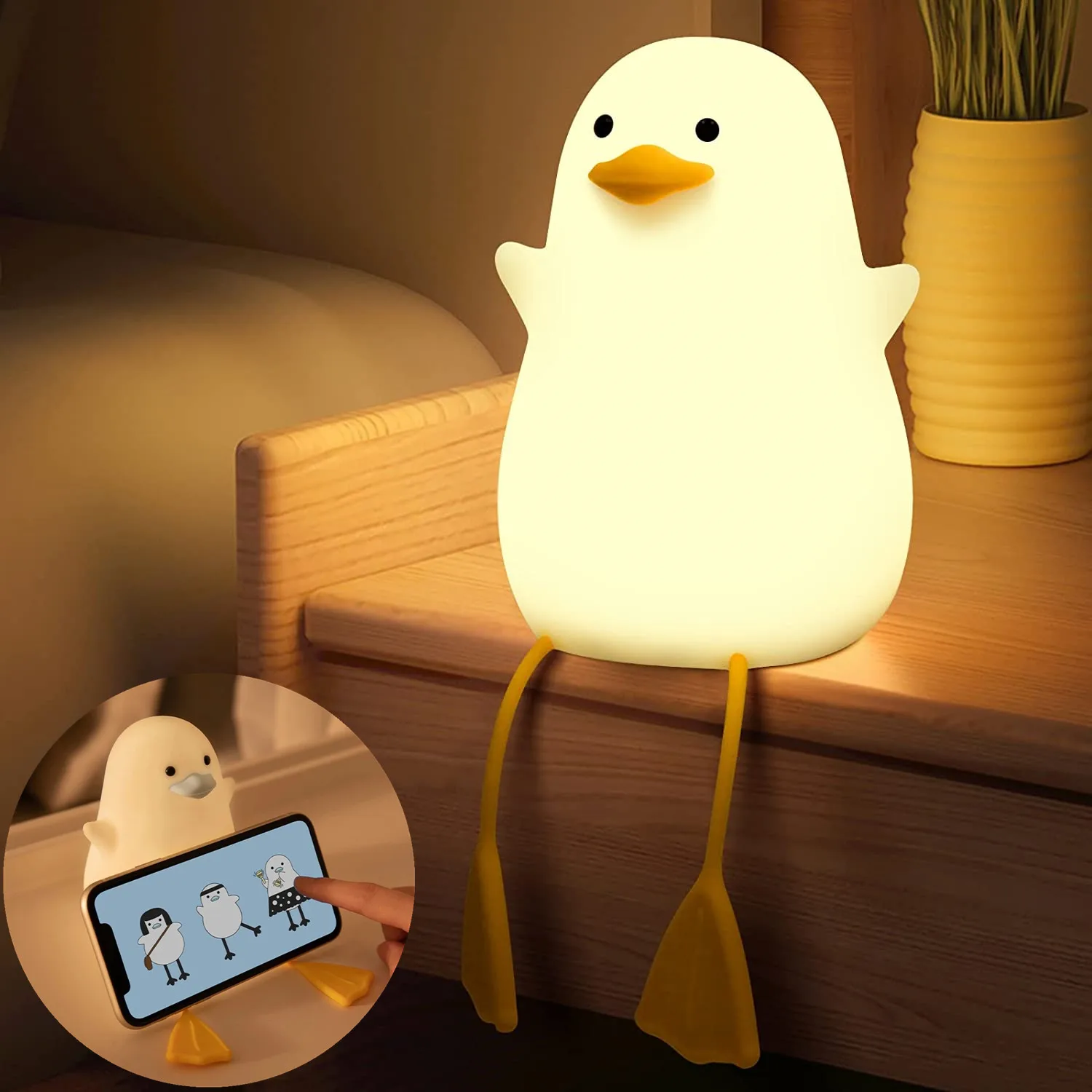 Cute-Duck-Led-Night-Light-USB-Rechargeable-Nightlights-Silicone-Lamp ...